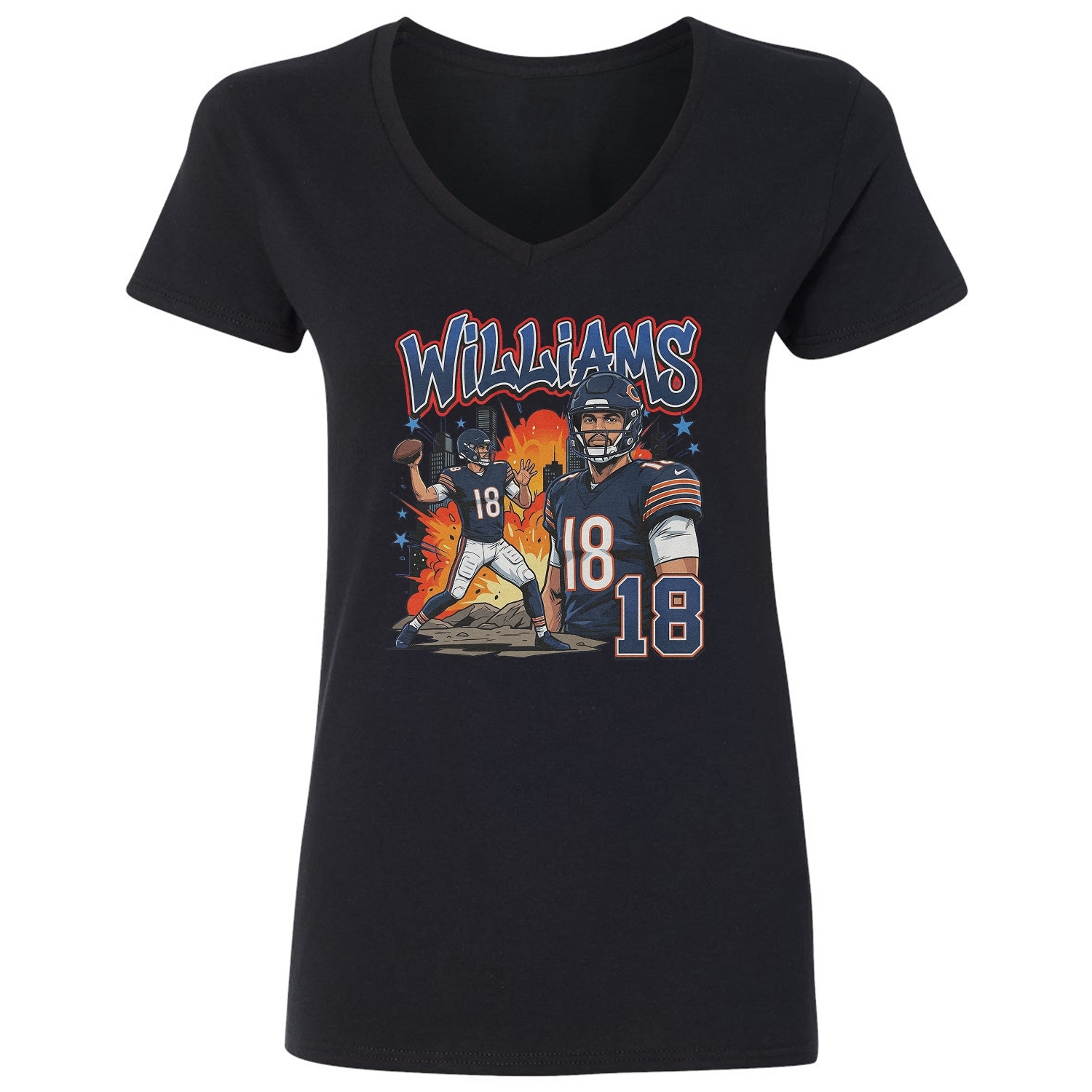 Caleb Williams Inspired 18 Graphic - Chicago Tribute Ladies' V-Neck ...
