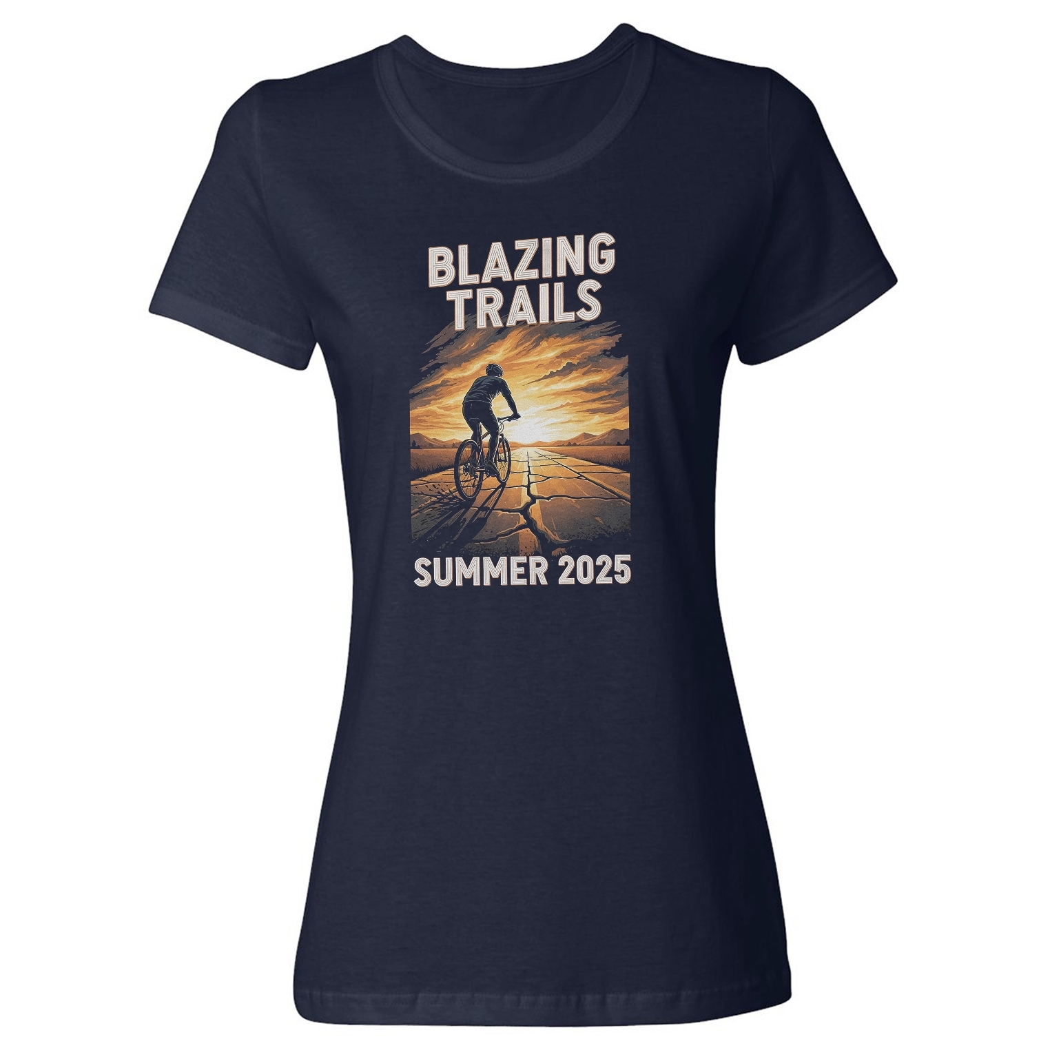 Blazing Trails Mountain - Summer 2025 Cycling Graphic Ladies' Crewneck ...