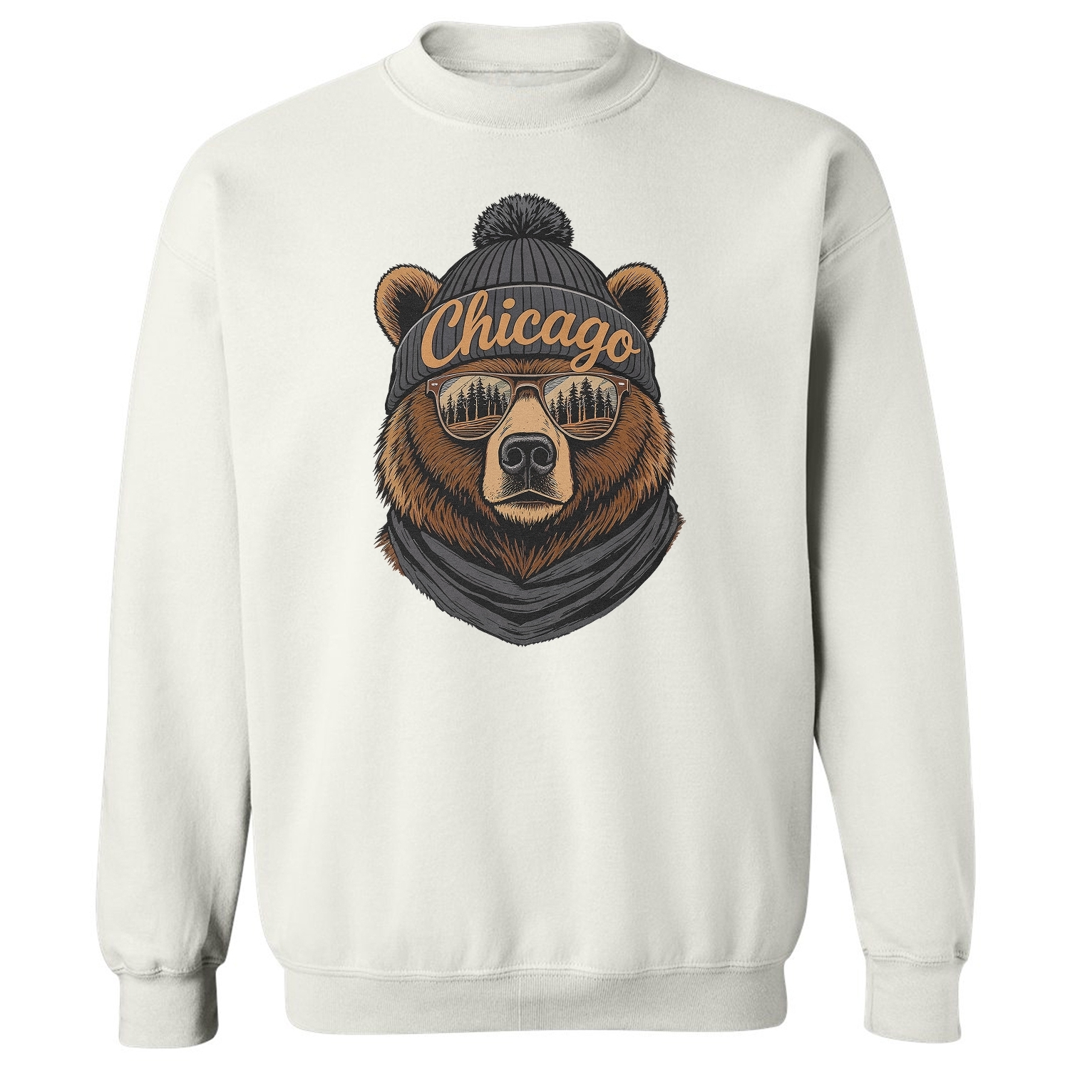 Cool Bear Support Chicago Design - Fans Gift Unisex Crewneck Sweatshirt ...