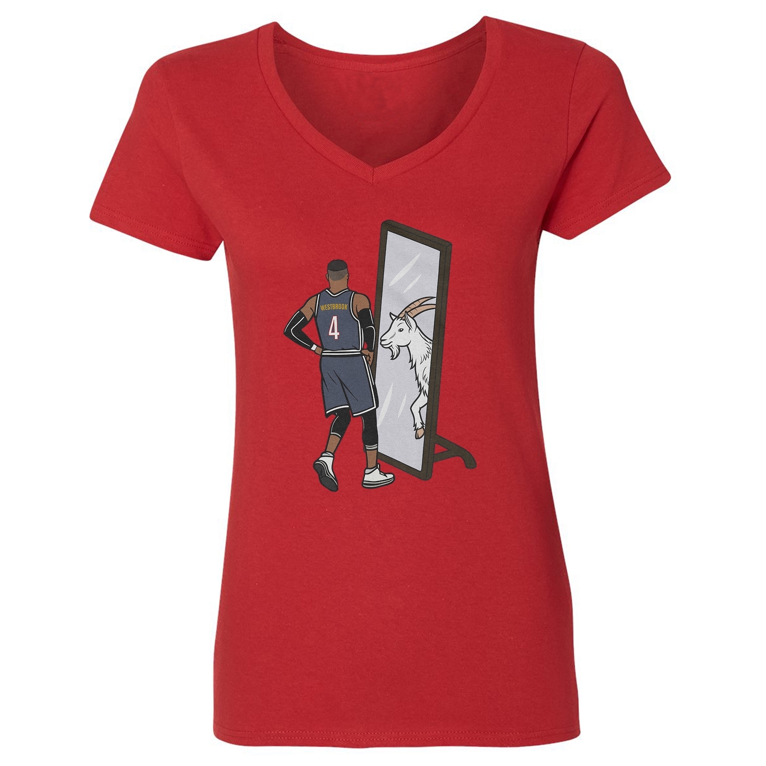 Westbrook Mirror Reflection - Denver Goat Player Ladies' V-Neck Tshirt ...