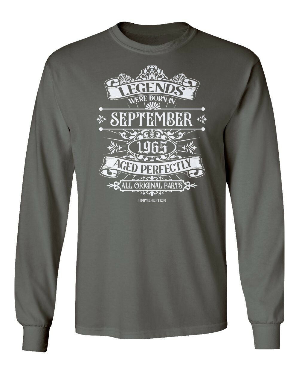 September 1965 Born Legends - Funny Birthday Gift Long Sleeve T-Shirt ...