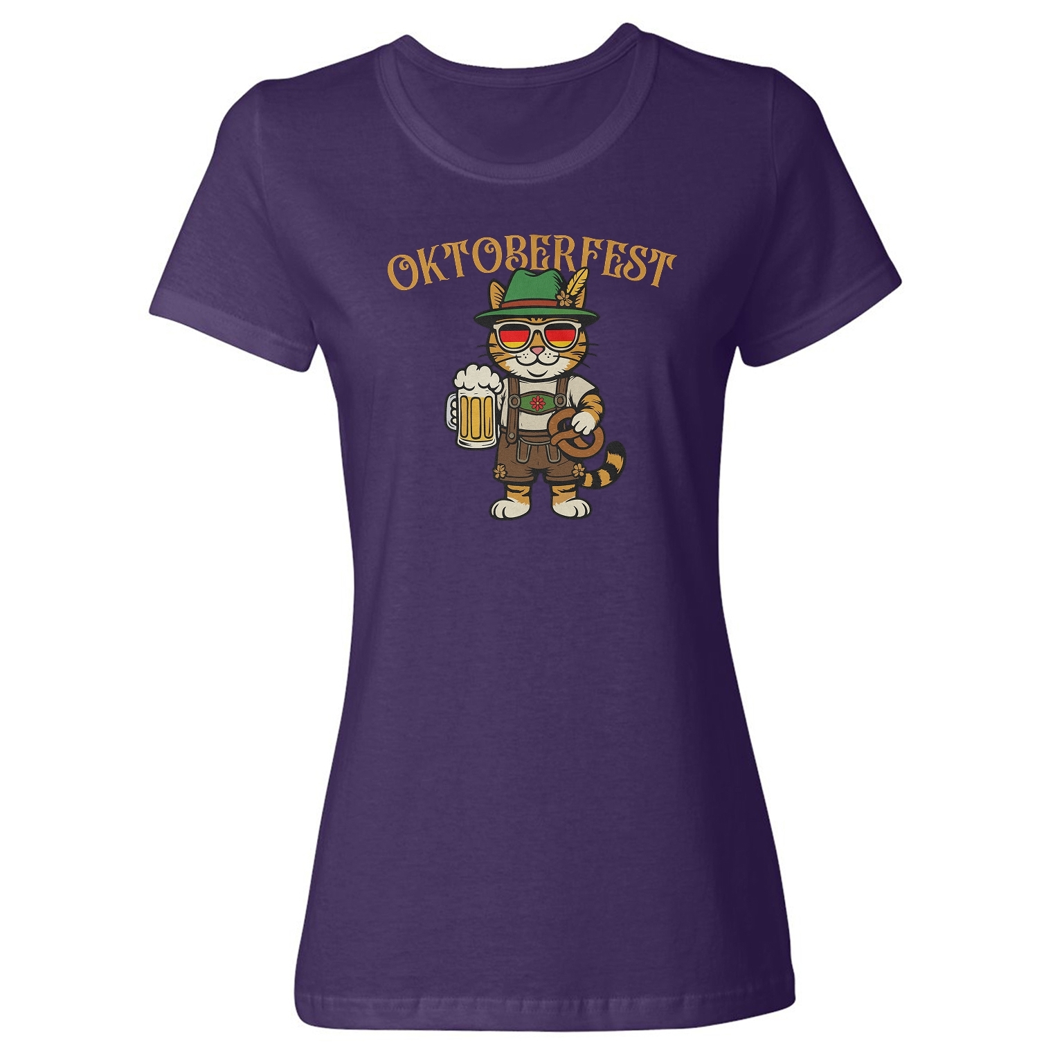 Funny Cat with Beer - Oktoberfest Festival Graphic Ladies' Crewneck T ...