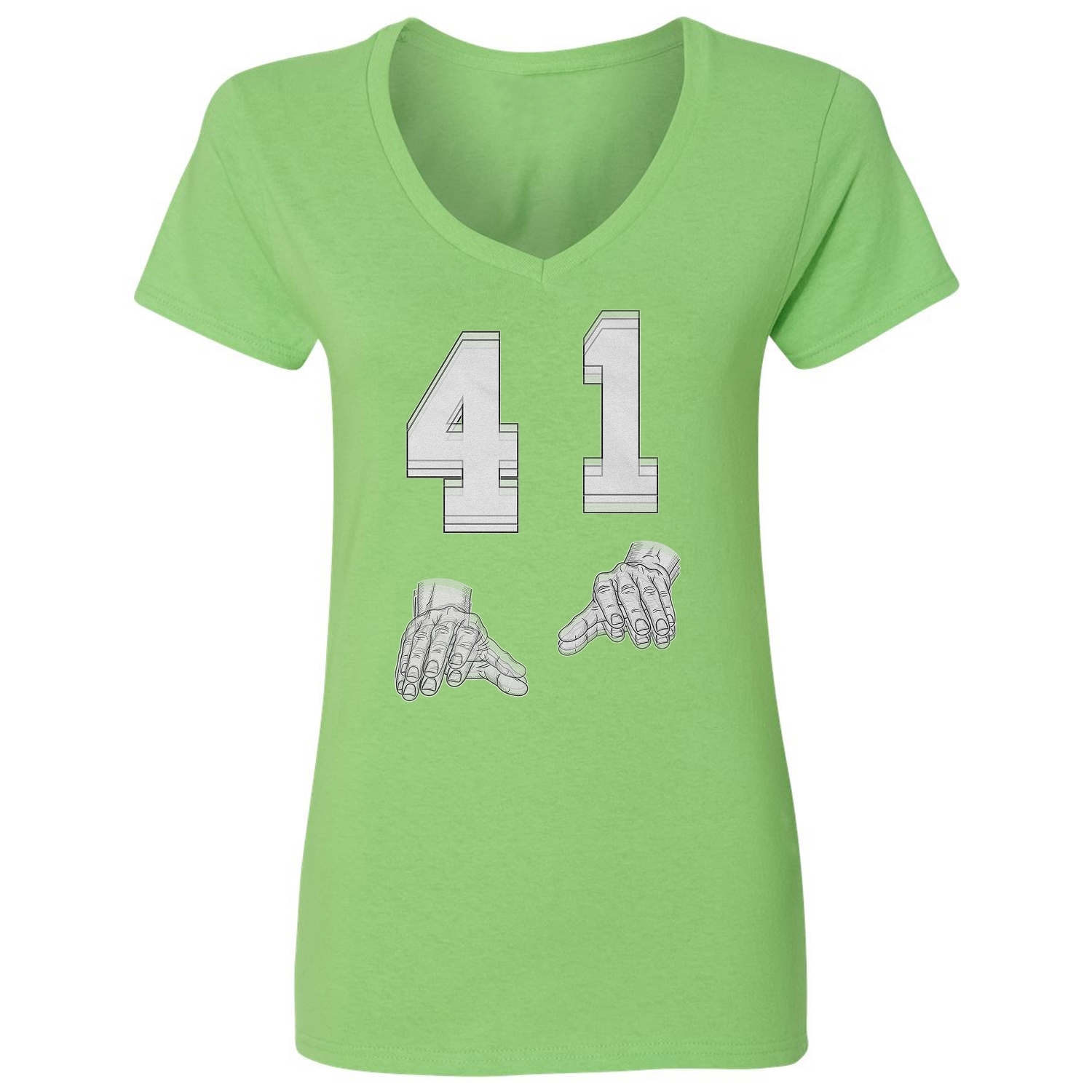 Four One 41 Meme With Hands – Funny Gen Alpha Slang Ladies' V-Neck ...
