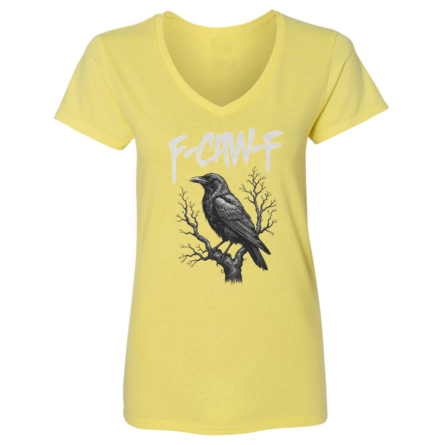 Funny Meme F-Caw-F Black Bird Crow Raven Humor Ladies' V-Neck Tshirt | eBay