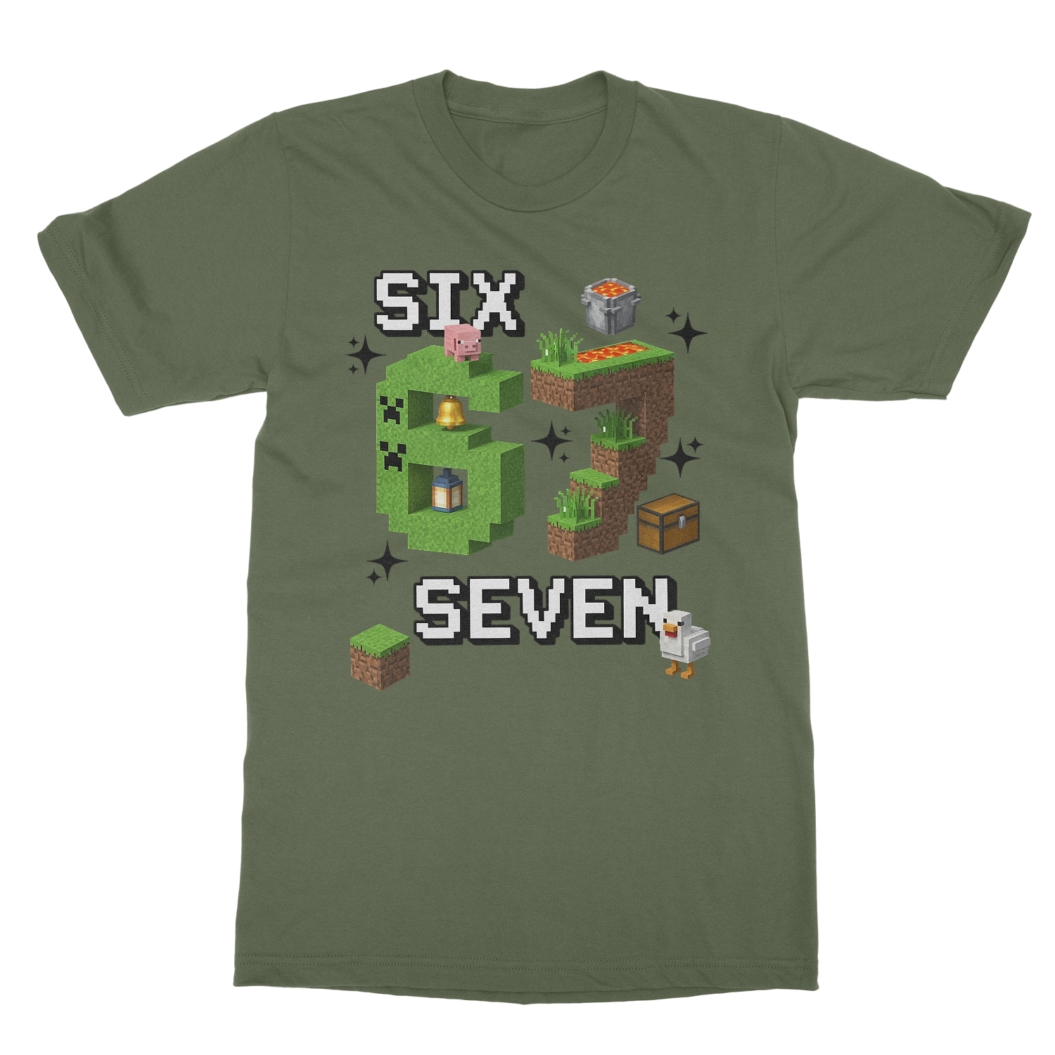 Six Seven Pixel Block World 67 Mine Gaming Design Unisex T-Shirt | eBay