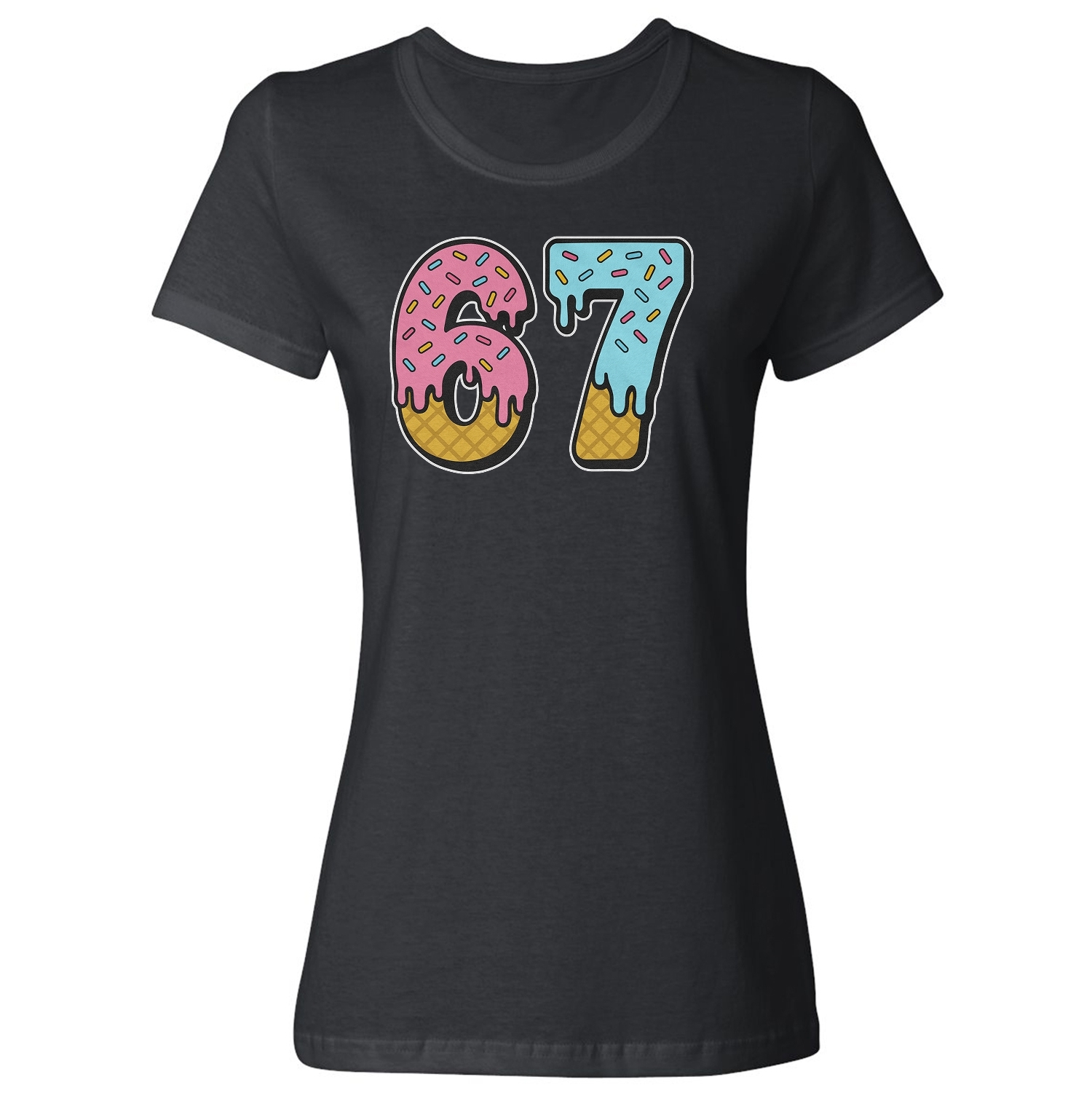 Six Seven 6 7 Viral Meme Drip Ice Cream 67 Funny Ladies' Crewneck T ...