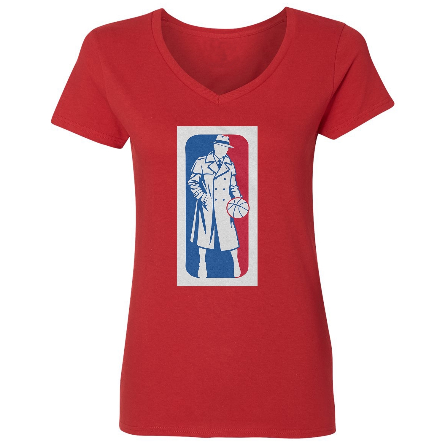 Funny Basketball Mobster Logo Match Fixing Parody Ladies' V-Neck Tshirt ...