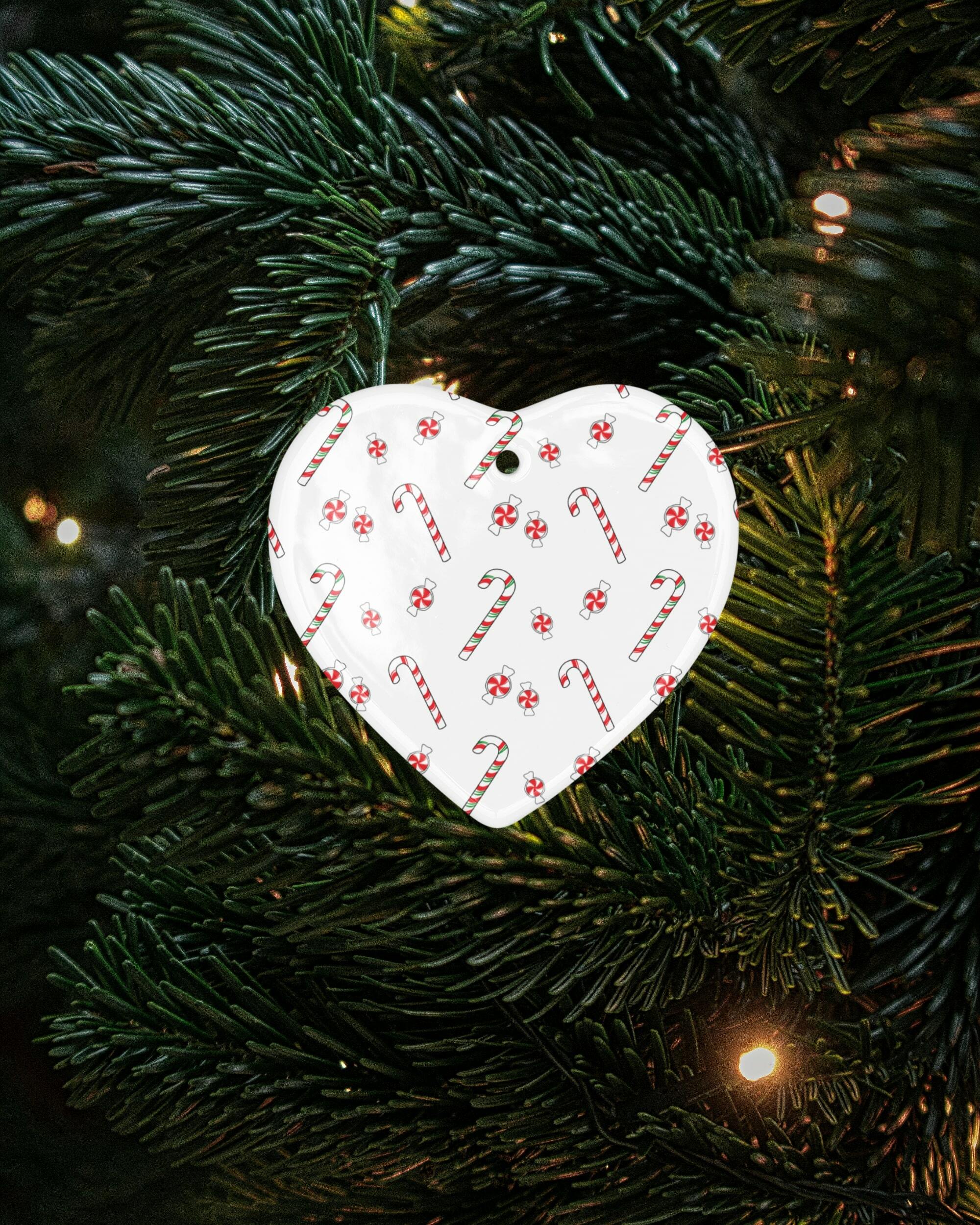 Colorful Candy Cane Ceramic Christmas Ornament - Peppermint Swirls Xmas ...