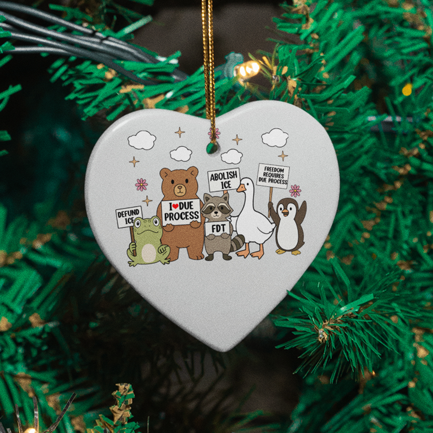 Funny Political Ceramic Christmas Ornament – Animal Protest Signs for ...