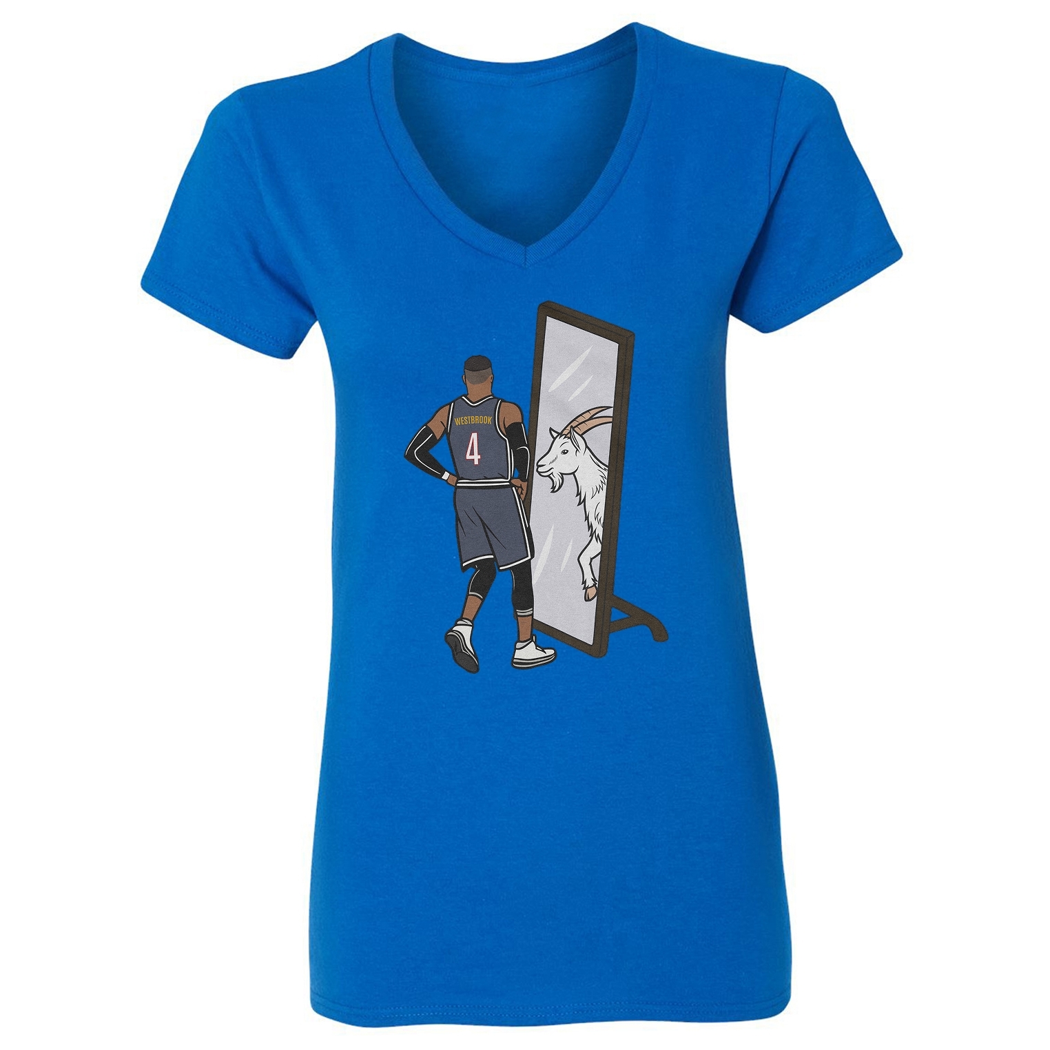 Westbrook Mirror Reflection - Denver Goat Player Ladies' V-Neck Tshirt ...