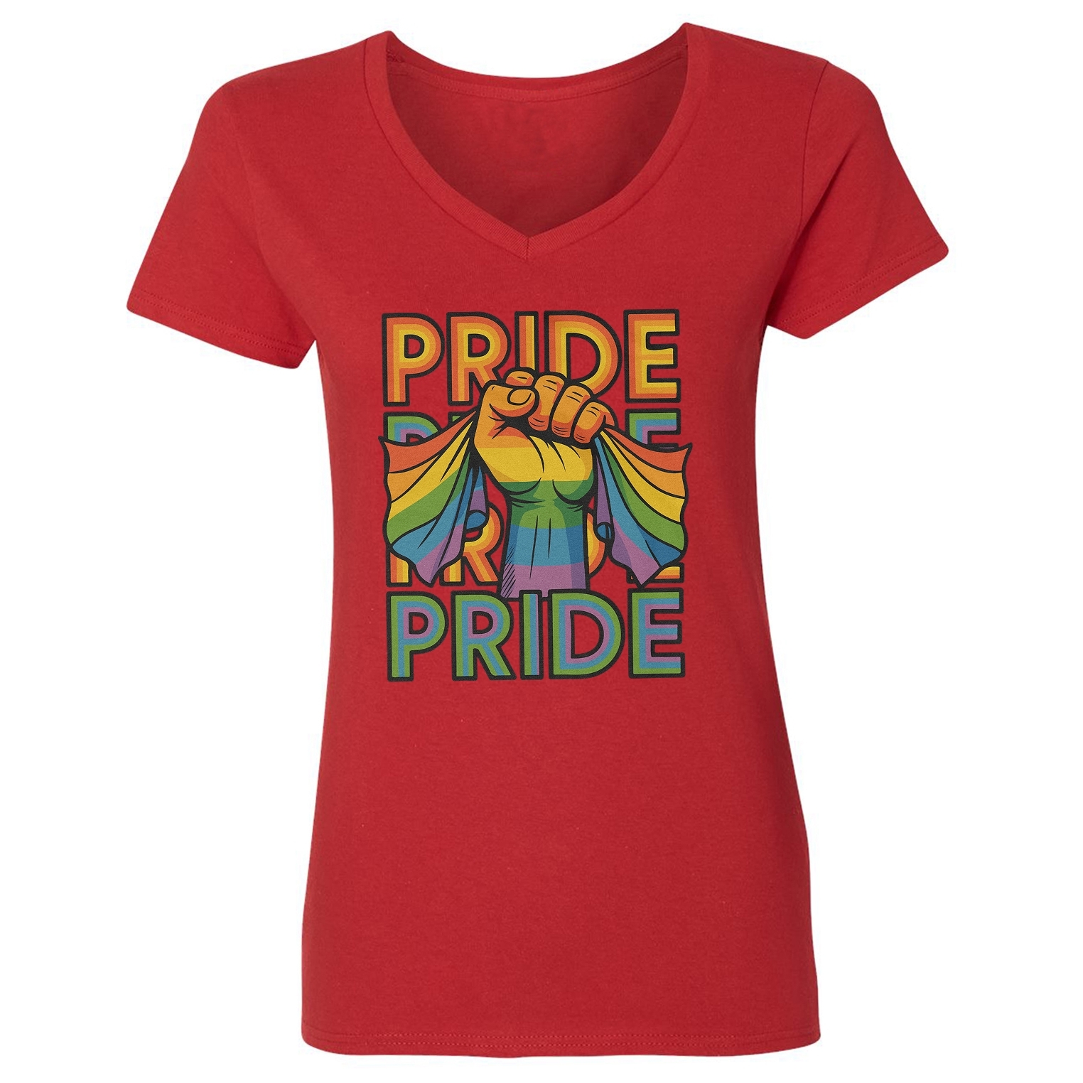 Pride Fist Gay Flag – LGBTQ Pride Month Tribute Ladies' V-Neck Tshirt ...